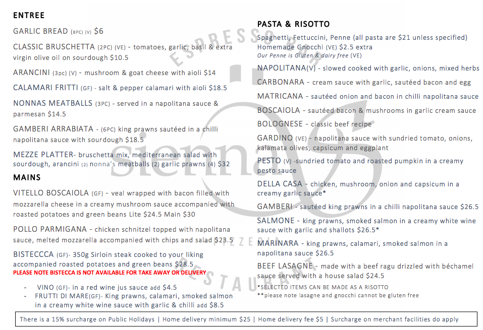 FRONT OF MENU 2020 – Sienna's Restaurant