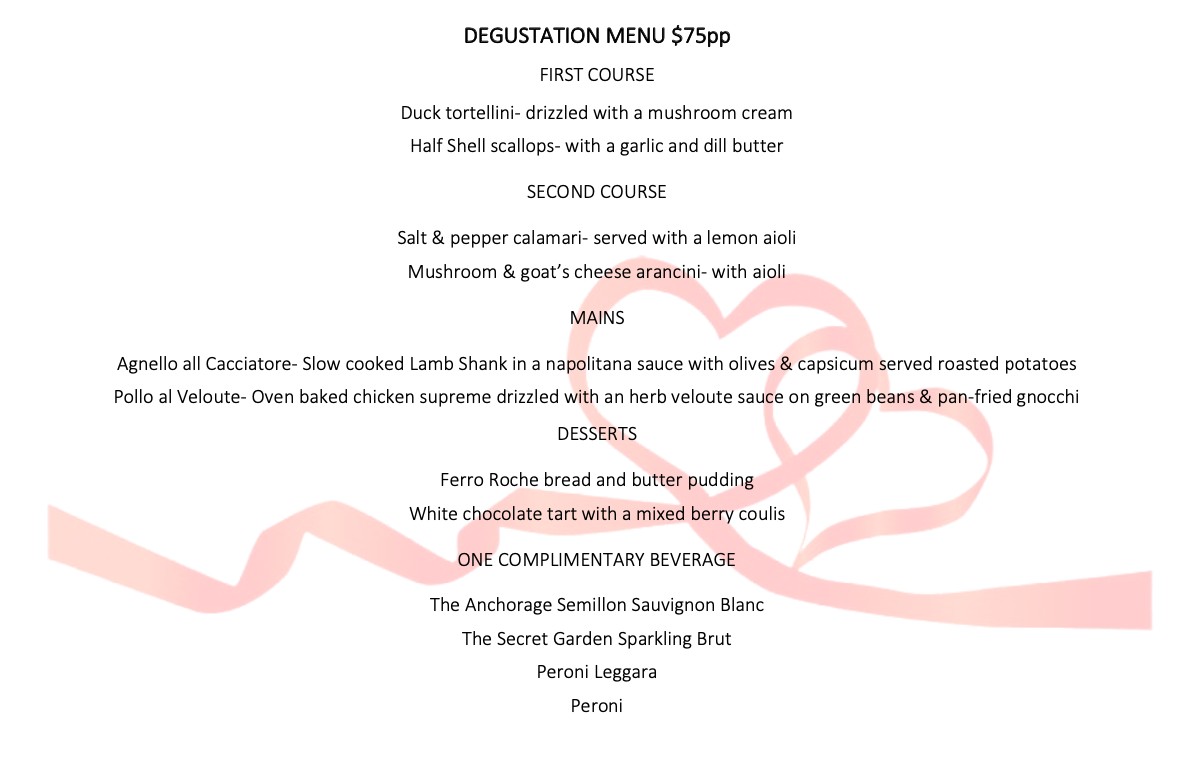 DEGUSTATION MENU – Sienna's Restaurant
